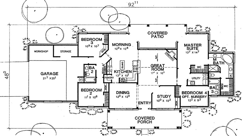 Plan D 4426 1 4 One story 4 Bed House Plan