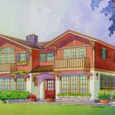 Plan PF-43069-1,5-2: 2 Bedroom Russian Style House Plan For Narrow Lot