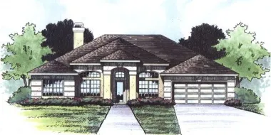 Plan HD-5070-1-3: One-story 3 Bed European House Plan
